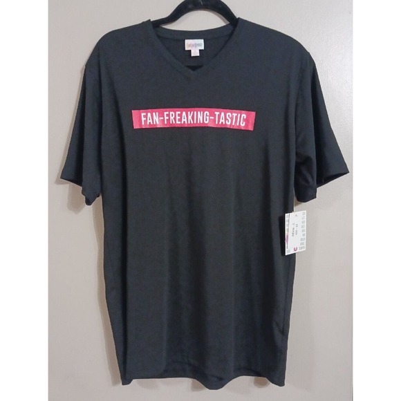 LuLaRoe | Tops | Nwt Lularoe Devin Black Fanfreakingtastic Tshirt Vneck ...